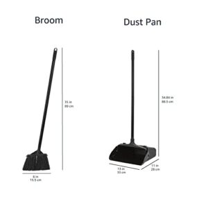 AmazonCommercial Sectional Handle Upright Lobby Dust Pan & Broom Set - 3-Pack