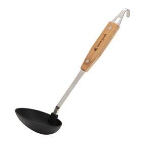 snow peak's nylon ladle, cs-214, stainless steel, nylon, bamboo, made in japan, lifetime product guarantee, cooking utensil