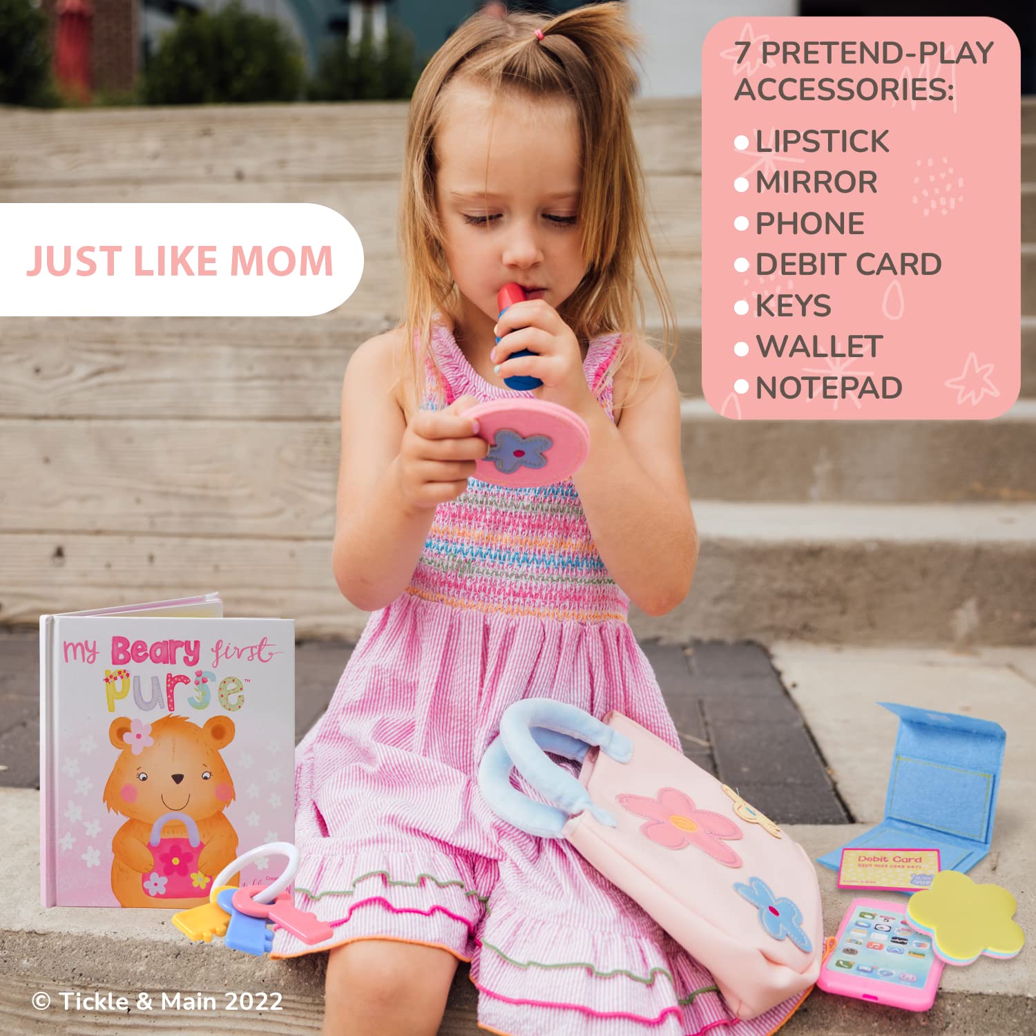 Tickle & Main My Beary First Purse, 9-Piece Gift Set Includes Purse, Storybook, and Accessories for Toddlers Ages 1-4 Years Old