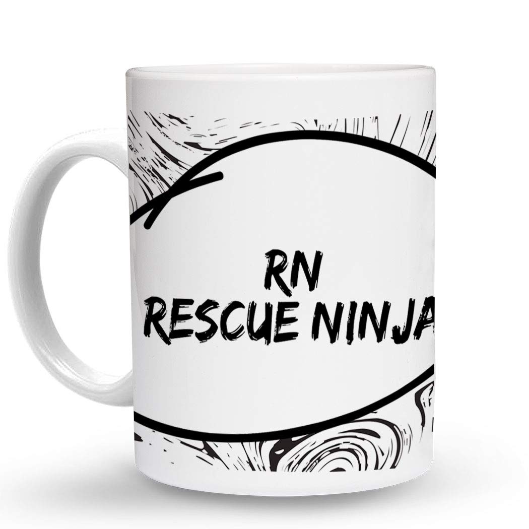 Makoroni - RN RESCUE NINJA Paramedic - 11 Oz. Unique Ceramic Coffee Cup, Coffee Mug