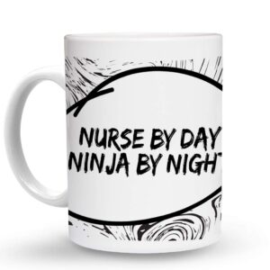 makoroni - nurse by day ninja by night paramedic - 11 oz. unique ceramic coffee cup, coffee mug