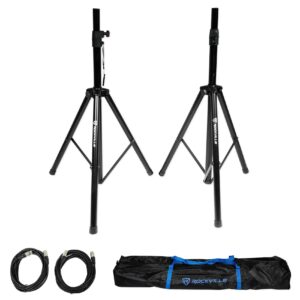 JBL IRX112BT 12" 1300 Watt Powered Active DJ Portable PA Speaker w/Bluetooth Bundle with Pair of Rockville Adjustable Tripod Speaker/Light Stands with (2) 20 Foot XLR Cables