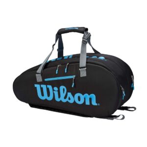 wilson ultra tennis racket bag - black/blue, holds up to 9 rackets