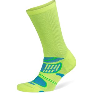 balega ultralight lightweight performance crew athletic running socks for men and women (1 pair), neon lime, medium