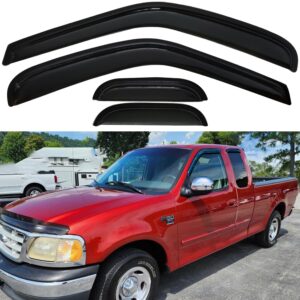 side window visors window shade rain guards vent deflectors fit ford f150 1997-2003, f250 light duty super cab 1997-1999, 4pcs 94808