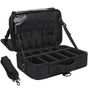 chomeiu travel makeup case, professional cosmetic makeup bag organizer,accessories case, tools case (medium, black)