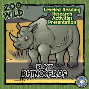 black rhinoceros - 15 zoo wild resources - leveled reading, slides & activities