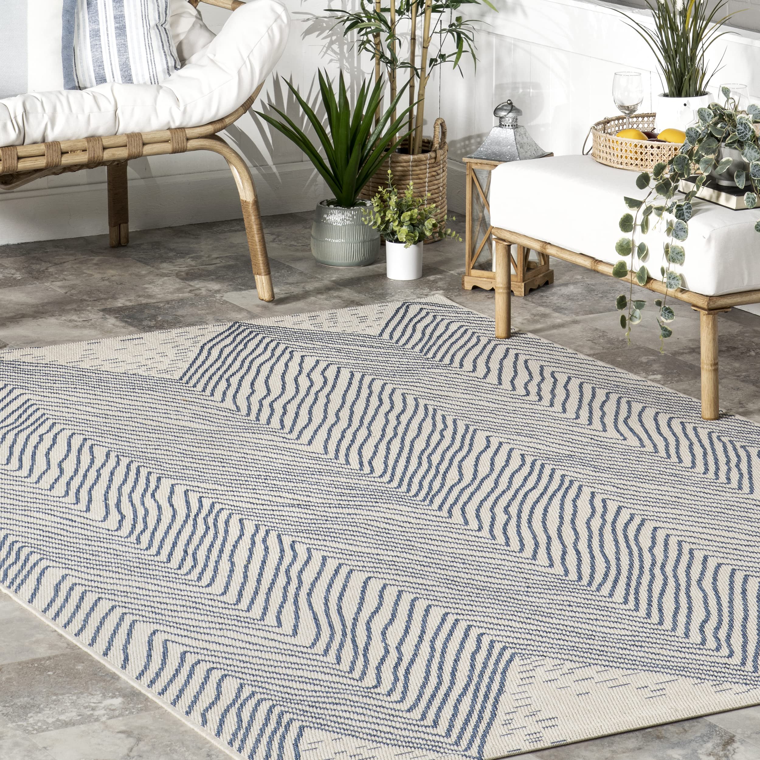 nuLOOM Carina Chevron Waves Indoor/Outdoor Accent Rug, 2x3, Blue