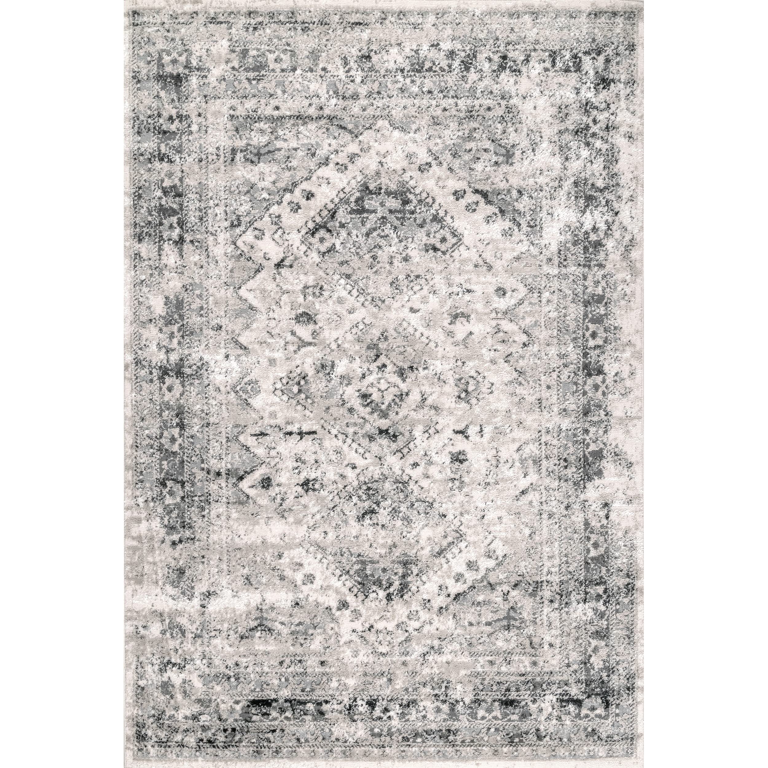 nuLOOM Madisson Vintage Faded Medallion Area Rug, 4x6, Gold