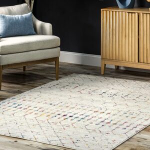 nuLOOM 8x11 Moroccan Blythe Area Rug, Light Multicolor, Faded Bohemian Design, Stain Resistant, For Bedroom, Dining Room, Living Room, Hallway, Office, Kitchen, Entryway