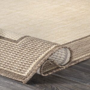 nuLOOM Gris Bordered 8 Square Indoor/Outdoor Area Rug for Living Room Patio Deck Front Porch Kitchen, Beige/Tans