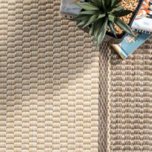 nuLOOM Gris Bordered 8 Square Indoor/Outdoor Area Rug for Living Room Patio Deck Front Porch Kitchen, Beige/Tans