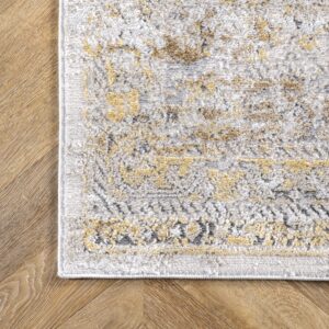 nuLOOM Madisson Vintage Faded Medallion Accent Rug, 3x5, Gold