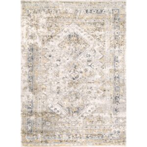 nuLOOM Madisson Vintage Faded Medallion Accent Rug, 3x5, Gold