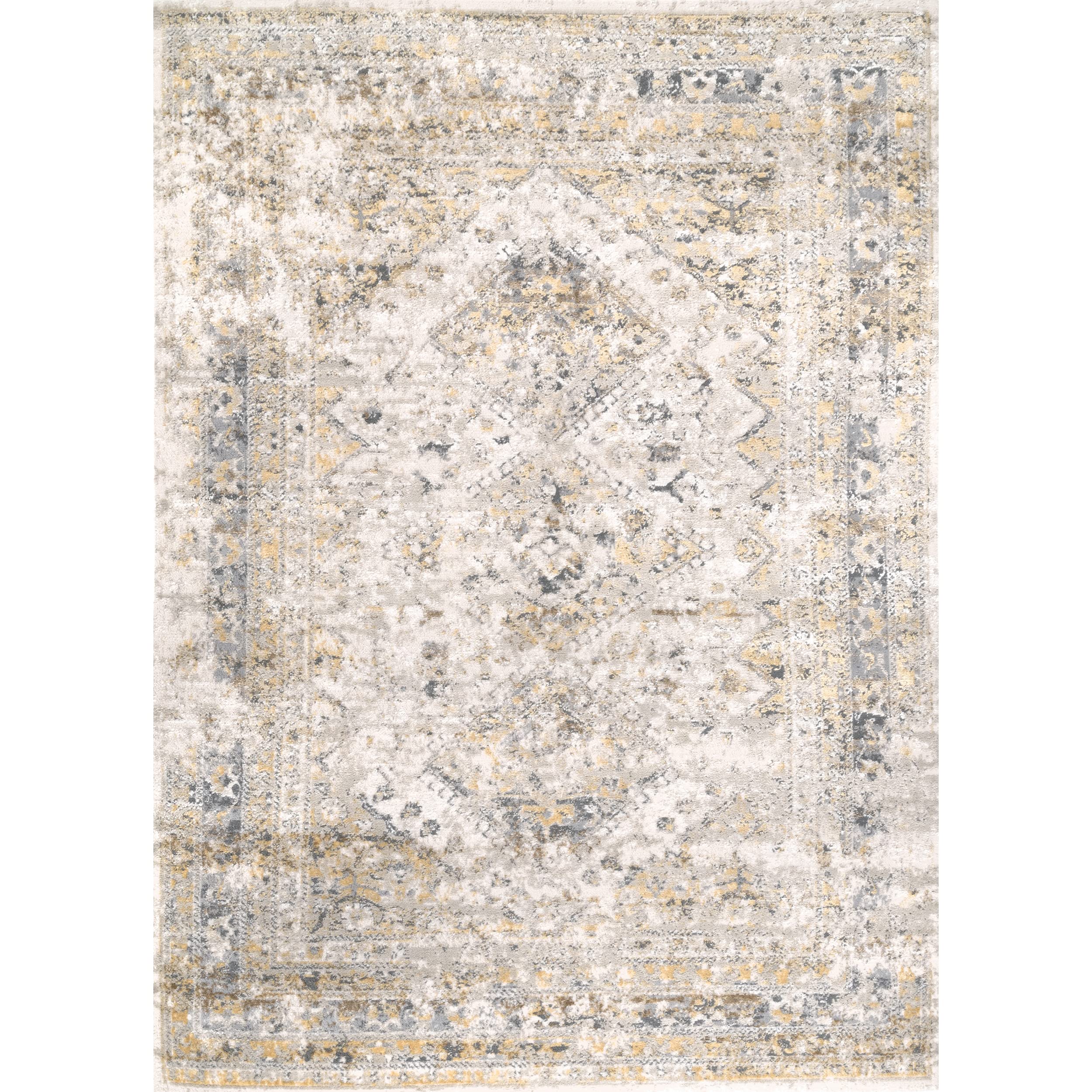 nuLOOM Madisson Vintage Faded Medallion Accent Rug, 3x5, Gold