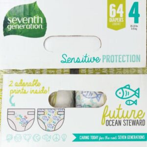 Seventh Generation Baby Diapers, Sensitive Protection, Size 4, 64 count