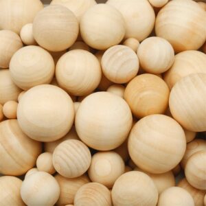 122 pieces round wood balls unfinished wooden balls natural craft balls for diy craft projects jewelry making arts design, 5 sizes