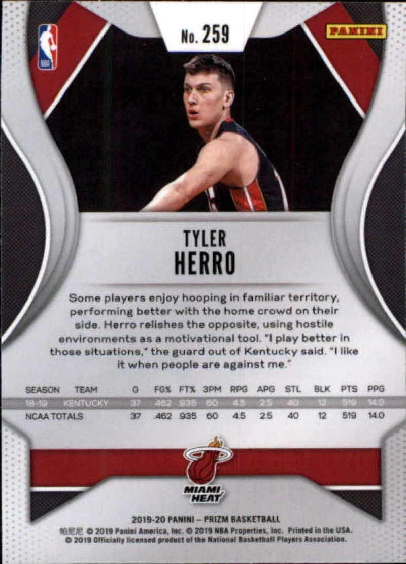 2019-20 Panini Prizm #259 Tyler Herro RC Rookie Miami Heat NBA Basketball Trading Card