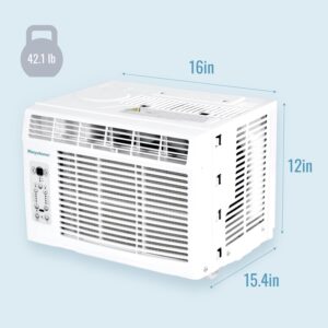 Keystone 5,000 BTU Window Air Conditioner and Dehumidifier, Window AC Units for Apartment, Living Room, Bathroom, and Small Rooms up to 150 Sq.Ft., Quiet Window Air Conditioners with Remote Control