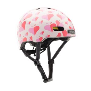 nutcase, little nutty, kids bike helmet with mips protection system and removable visor, love bug gloss mips, toddler