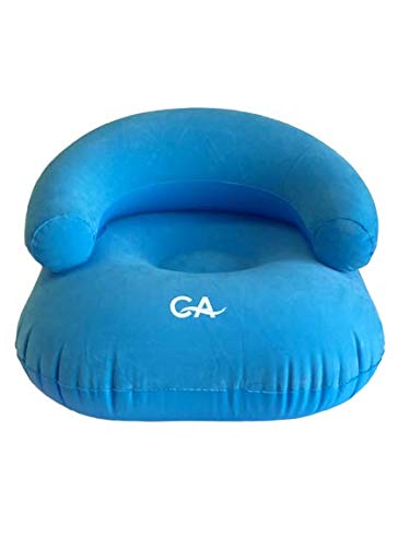 Comfort Axis Heavy Duty Inflatable Flocking Lounger Sofa, Wide Armrest Design for Kids Blue 23.5" by 23.5" by 16"