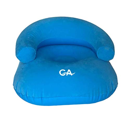 Comfort Axis Heavy Duty Inflatable Flocking Lounger Sofa, Wide Armrest Design for Kids Blue 23.5" by 23.5" by 16"