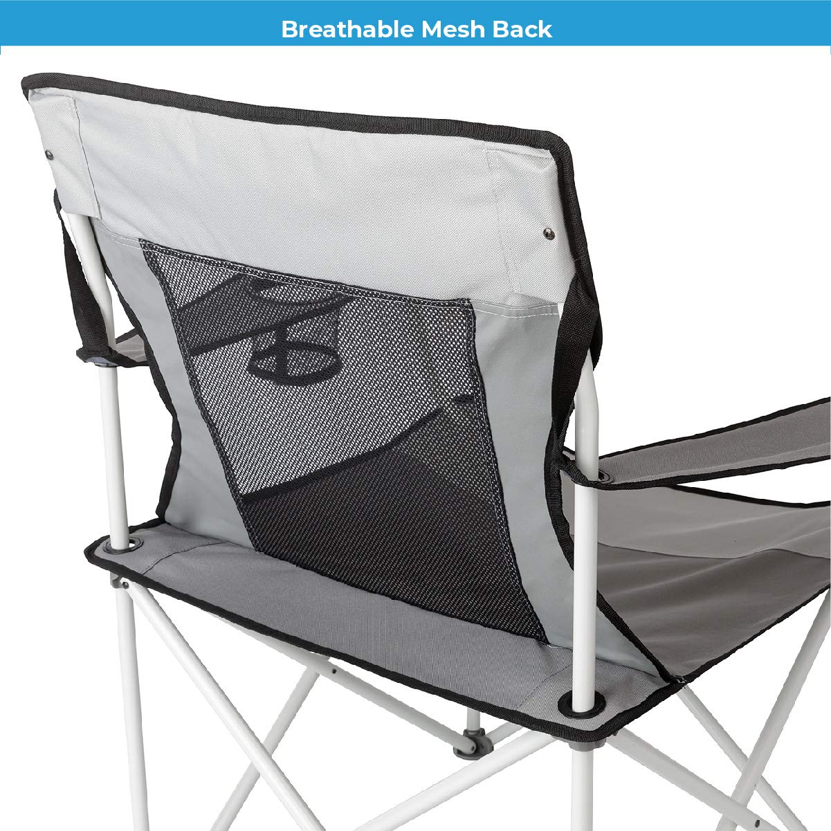 CORE Portable Folding Padded Mesh Quad Chair with Carry Bag