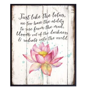 inspirational zen art print - 8x10 motivational lotus wall art photo - unique spiritual home decor for yoga studio, bathroom, bedroom - gift for women, meditation buddha fans - unframed poster