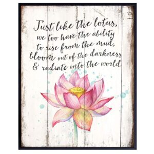 Inspirational Zen Art Print - 8x10 Motivational Lotus Wall Art Photo - Unique Spiritual Home Decor for Yoga Studio, Bathroom, Bedroom - Gift for Women, Meditation Buddha Fans - Unframed Poster