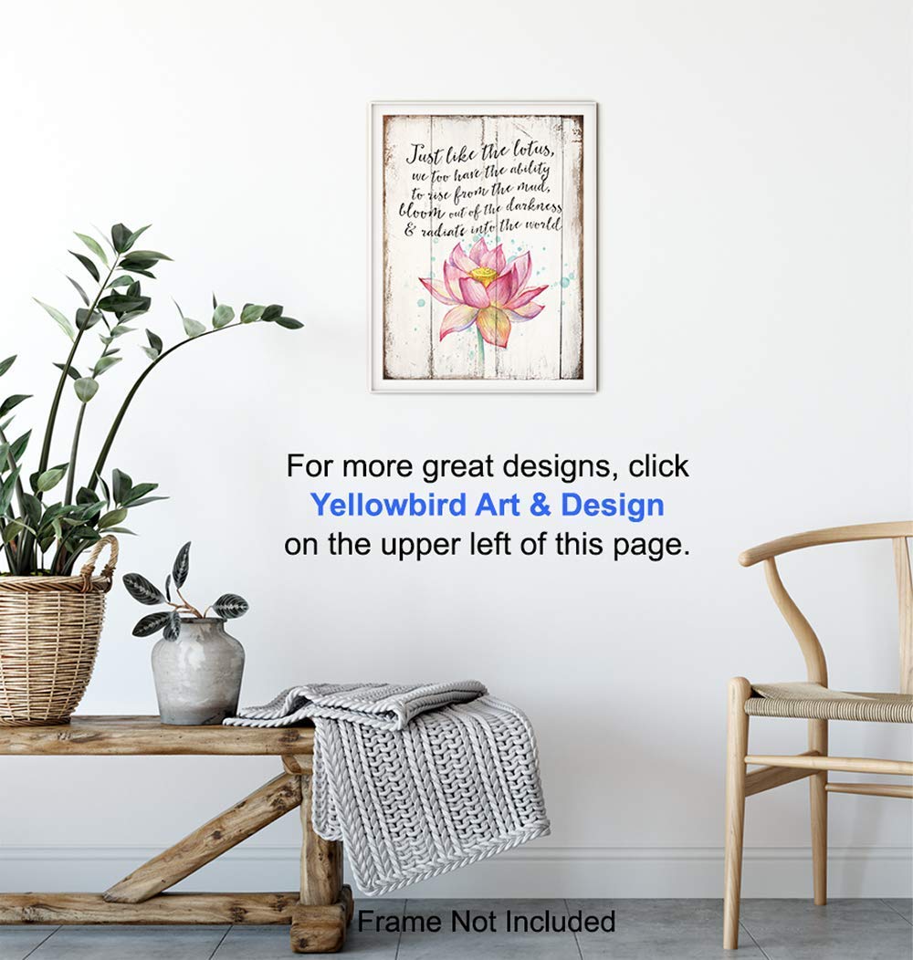 Inspirational Zen Art Print - 8x10 Motivational Lotus Wall Art Photo - Unique Spiritual Home Decor for Yoga Studio, Bathroom, Bedroom - Gift for Women, Meditation Buddha Fans - Unframed Poster