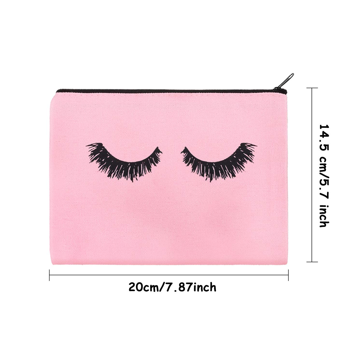 18 Pieces Eyelash Cosmetic Bags Canvas Lash Makeup Bag Travel Make up Pouches Toiletry Bag with Zipper for Women and girls (M, Pink)