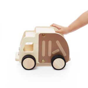 Guidecraft Wooden Garbage Truck: Vehicle Play Set, Kids Learning and Educational Dramatic Play Toy