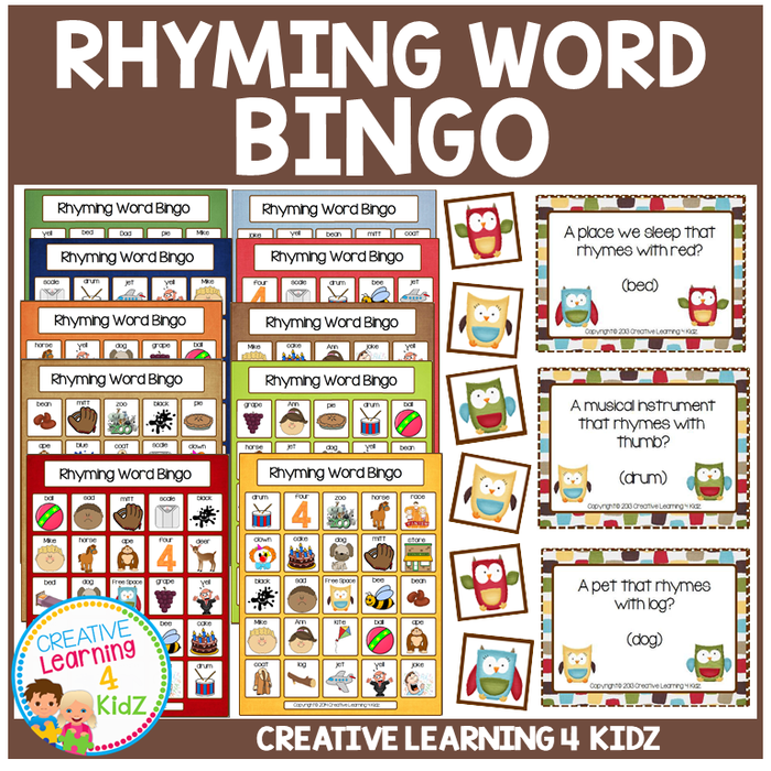 Rhyming Word Bingo Game