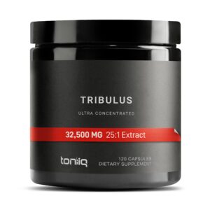 toniiq ultra high strength tribulus capsules - 95% steroidal saponins - 1300mg concentrated extract formula for testosterone - 120 caps