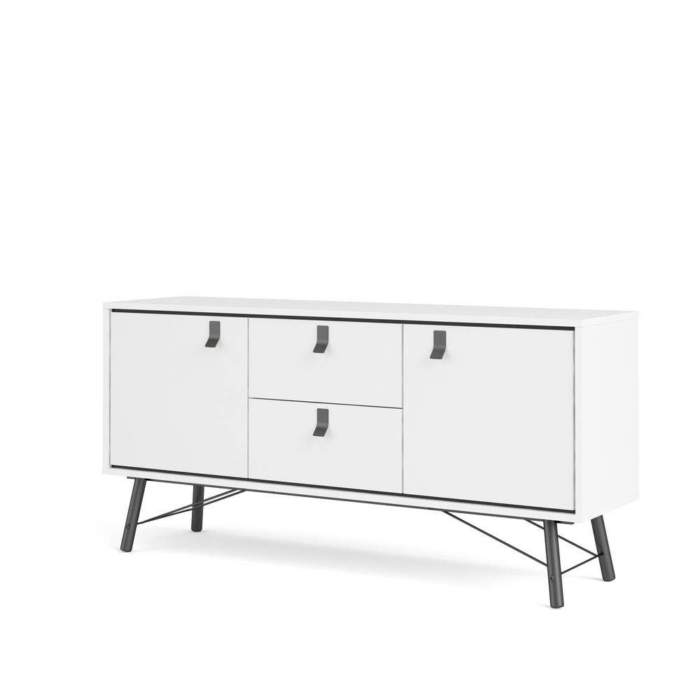 Tvilum Door, 2 Drawer Sideboard, White Matte/Black