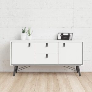 Tvilum Door, 2 Drawer Sideboard, White Matte/Black