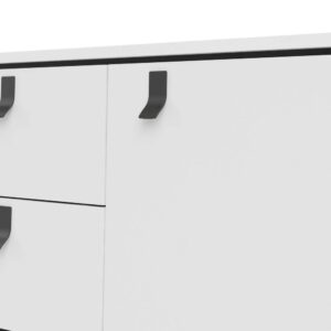 Tvilum Door, 2 Drawer Sideboard, White Matte/Black