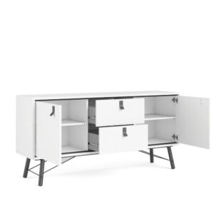 Tvilum Door, 2 Drawer Sideboard, White Matte/Black