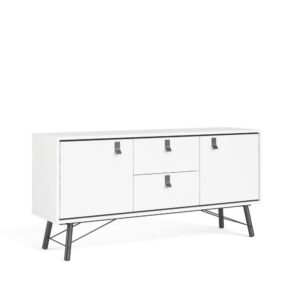 Tvilum Door, 2 Drawer Sideboard, White Matte/Black