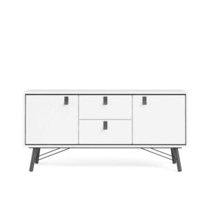 Tvilum Door, 2 Drawer Sideboard, White Matte/Black