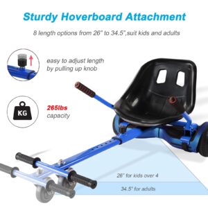 Hoverboard Seat Attachment 265lbs Capacity, 26"-34.5" Adjustable Length Hover Board Go Kart Accessory w/Comfortable&Sturdy Seat,Go Cart Compatible with 6.5” 8” 10” Hoverboard,Kids Adults