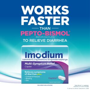 Imodium Multi-Symptom Relief Caplets with Loperamide Hydrochloride and Simethicone, Anti-Diarrheal Medicine for Treatment of Diarrhea, Gas, Bloating, Cramps & Pressure, 24 ct.