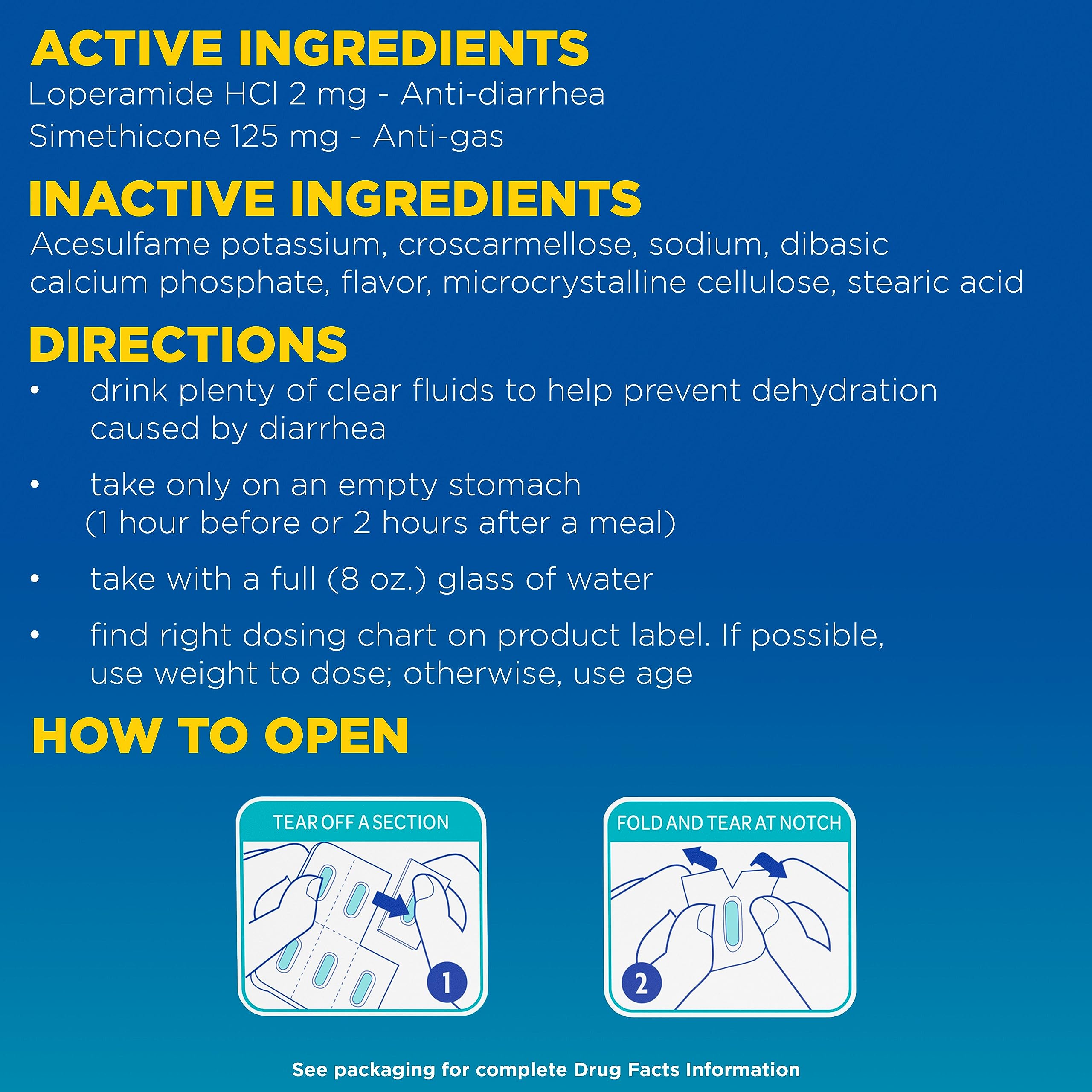 Imodium Multi-Symptom Relief Caplets with Loperamide Hydrochloride and Simethicone, Anti-Diarrheal Medicine for Treatment of Diarrhea, Gas, Bloating, Cramps & Pressure, 24 ct.