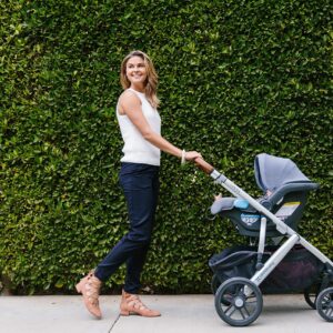 UPPAbaby Cruz V2 Stroller - Bryce (White Marl/Silver/Chestnut Leather) + Mesa Infant Car Seat - Bryce (White Marl)