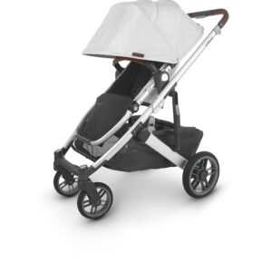 UPPAbaby Cruz V2 Stroller - Bryce (White Marl/Silver/Chestnut Leather) + Mesa Infant Car Seat - Bryce (White Marl)