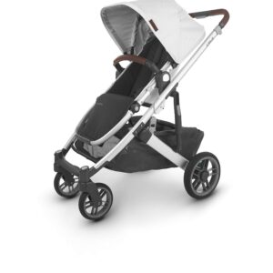 UPPAbaby Cruz V2 Stroller - Bryce (White Marl/Silver/Chestnut Leather) + Mesa Infant Car Seat - Bryce (White Marl)