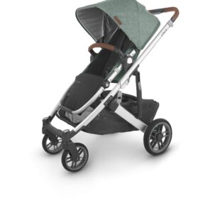 UPPAbaby Cruz V2 Stroller - Emmett (Green Melange/Silver/Saddle Leather) + Mesa Infant Car Seat - Jake (Black)