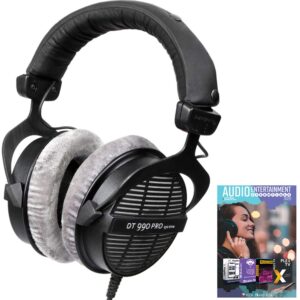 beyerdynamic 459038 dt-990-pro-250 professional acoustically open headphones 250 ohms bundle with tech smart usa audio entertainment essentials bundle