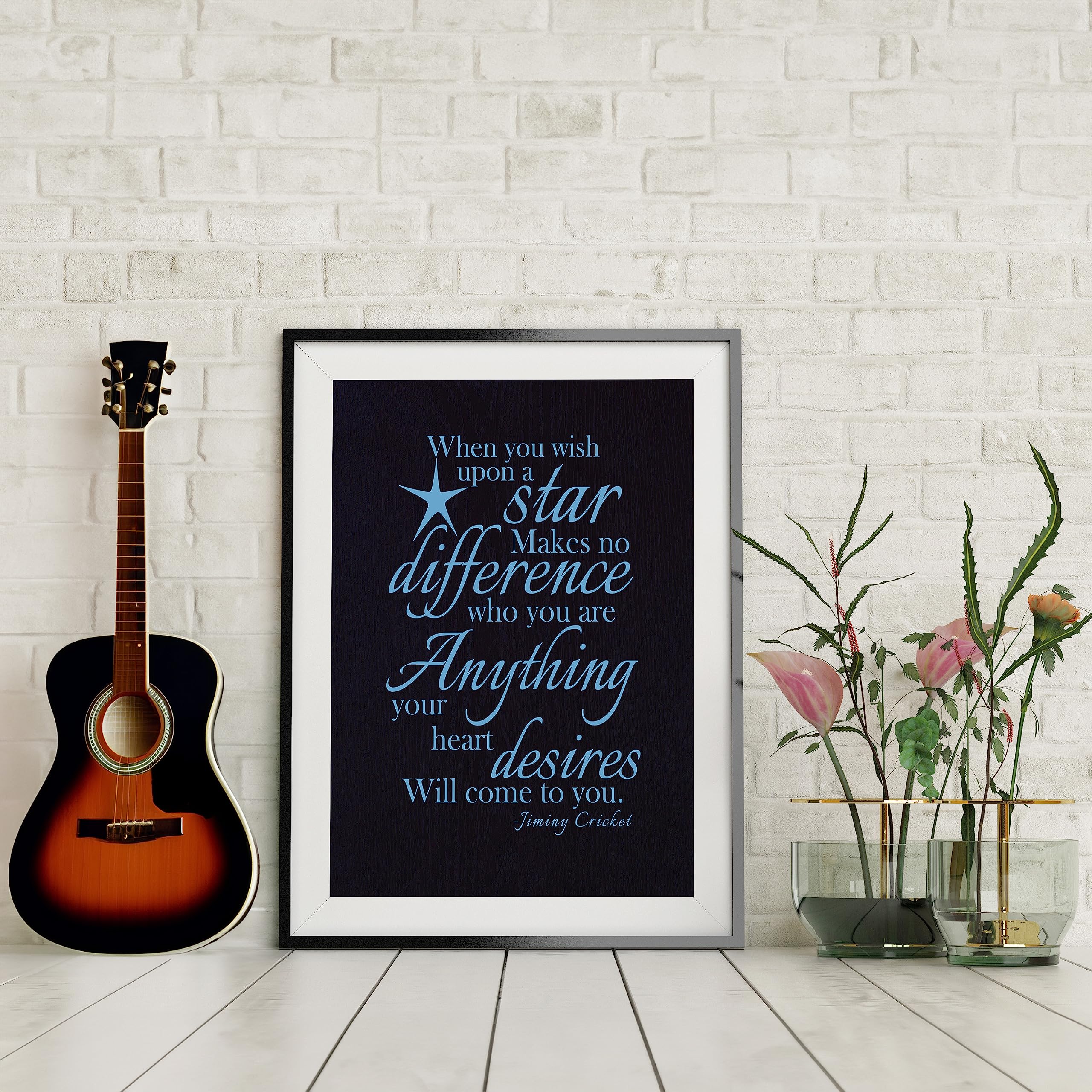 Jiminy Cricket Quote- When You Wish- Inspirational Wall Art Print, This Typographic Wall Decor Print Makes Ideal Wall Art Decor For Living Room, Office, Classroom & Inspiring Gift, Unframed-8x10”