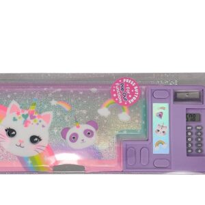 Hot Focus Caticorn Multifunction Pencil Case, Pencil Box with 2 Compartments for Girls. A Unique Stationery Set with Pop Out Calculator and Pencil Sharpener. Best Back to School Gift Set for Girls